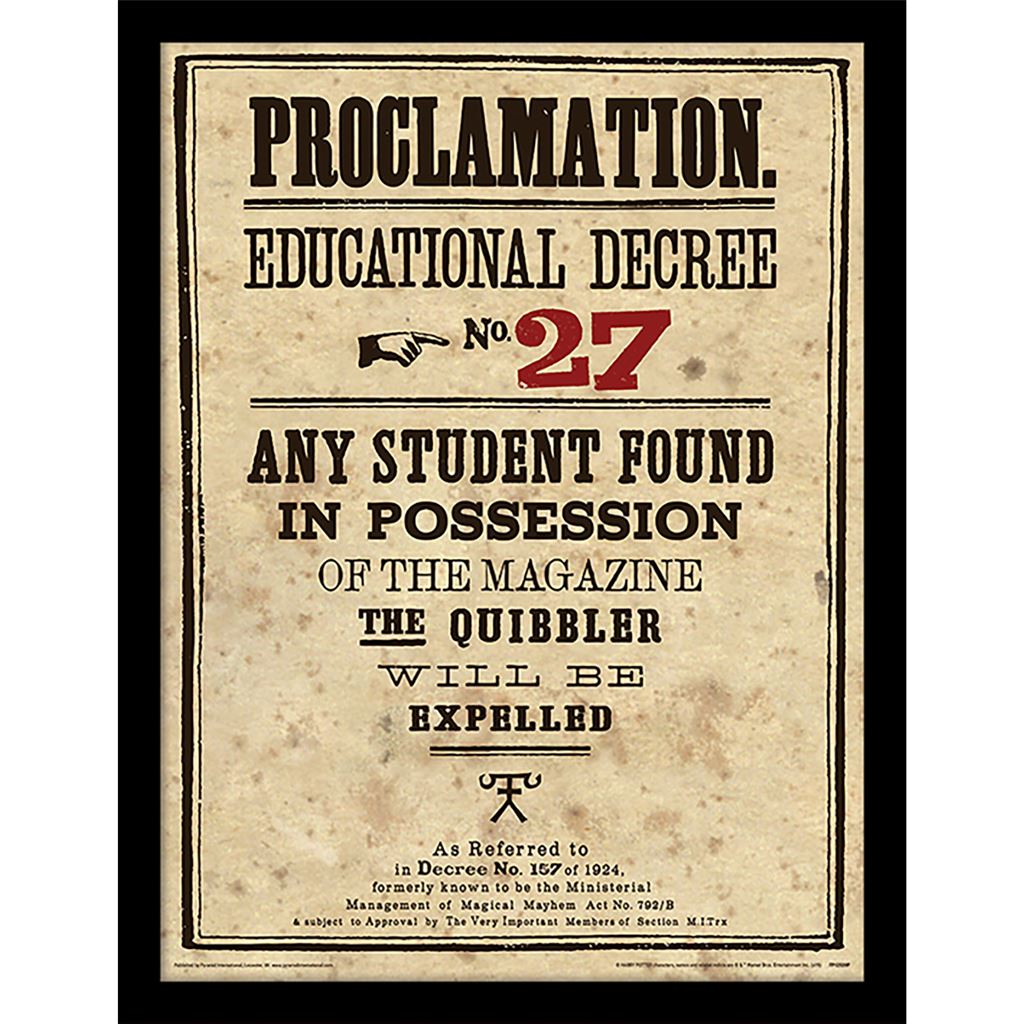 Harry Potter (Educational Decree No. 27) Framed 30x40cm Print – Pyramid ...