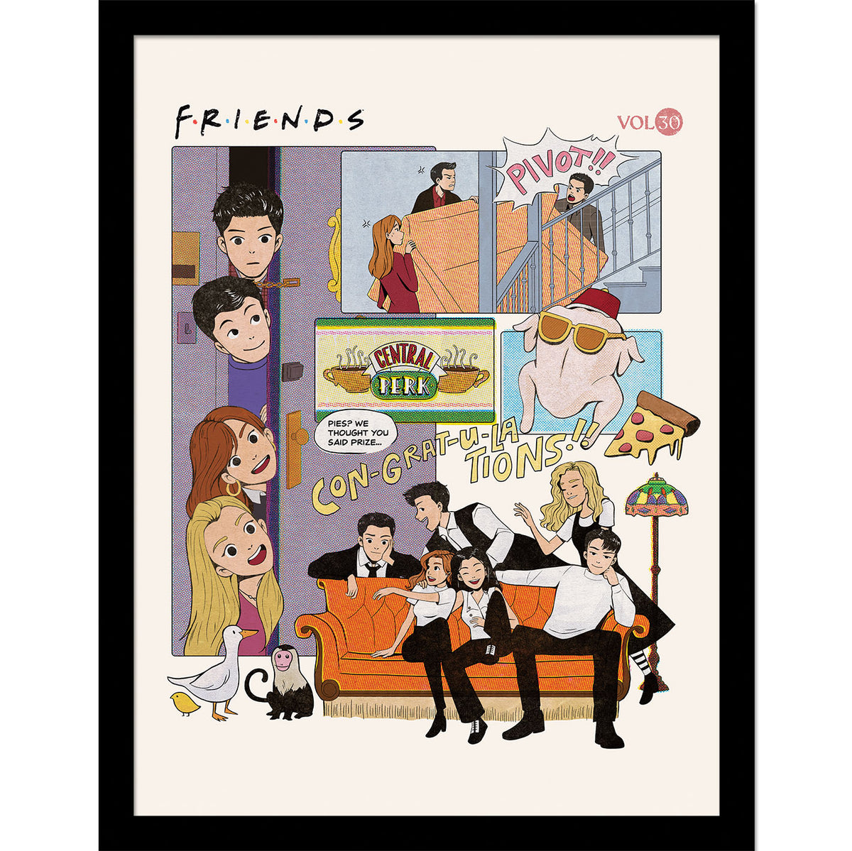 Friends 30 Years (Comic) Collector Print (Framed) – Pyramid International